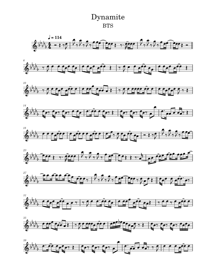 Dynamite – BTS Sheet music for Piano (Solo) Easy | Musescore.com