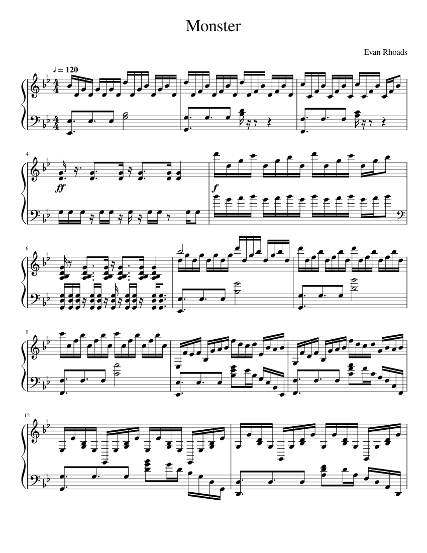 Monster Sheet music for Piano (Solo) | Musescore.com