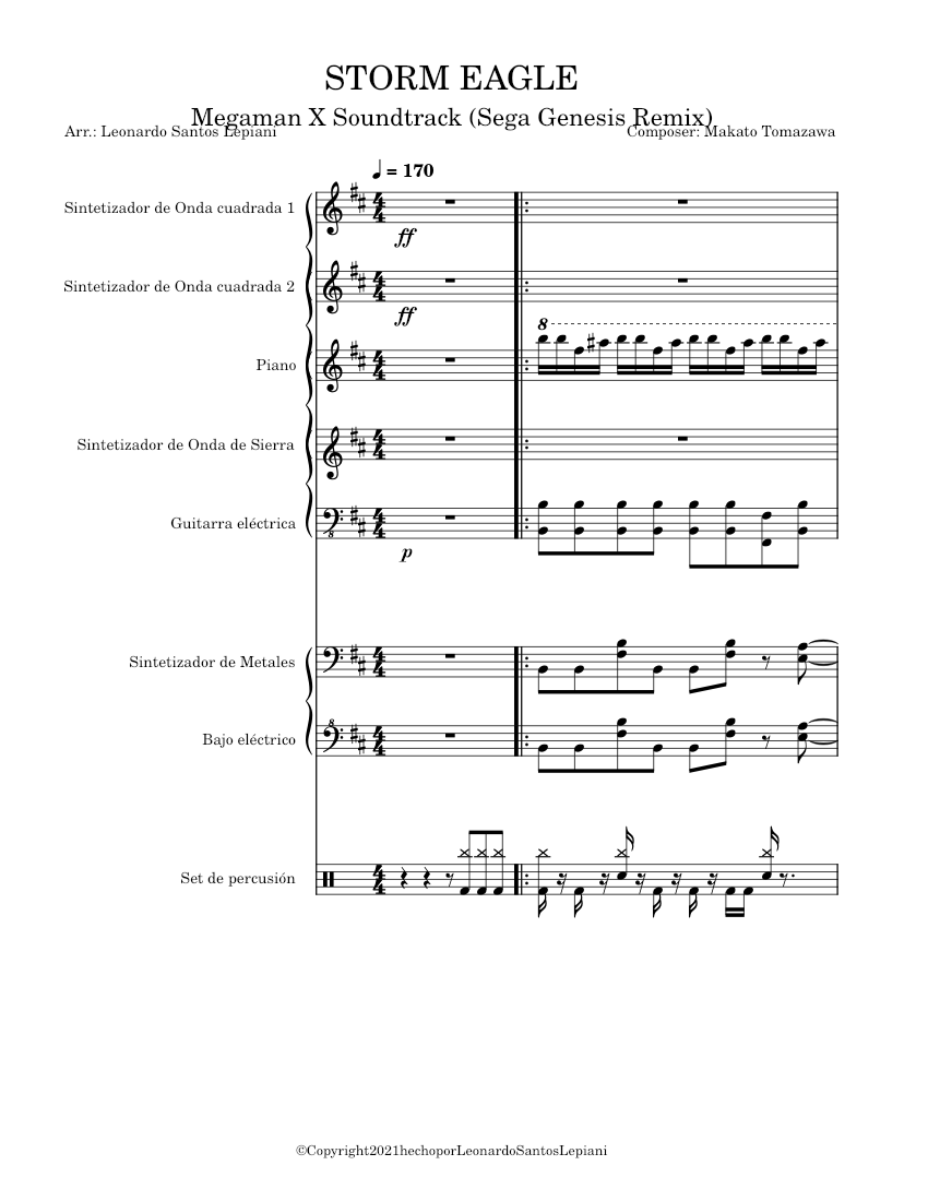 STORM EAGLE Sheet Music for Piano, Guitar, Bass guitar, Drum group ...