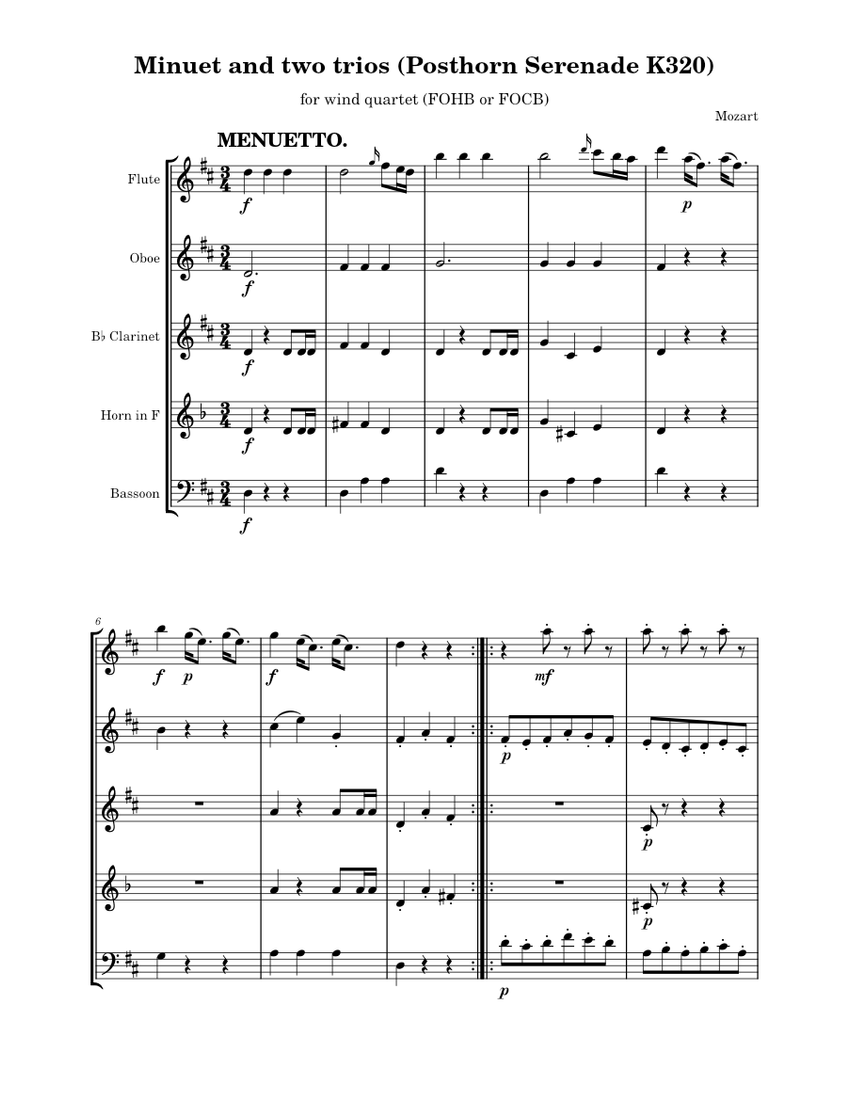 Minuet and two trios from Serenade in D major, K.320 – Wolfgang Amadeus ...