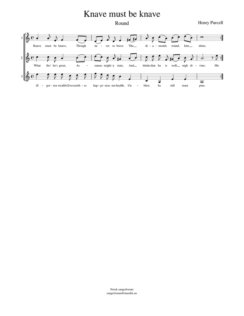 Knave must be knave Sheet music for Vocals (Choral) | Musescore.com