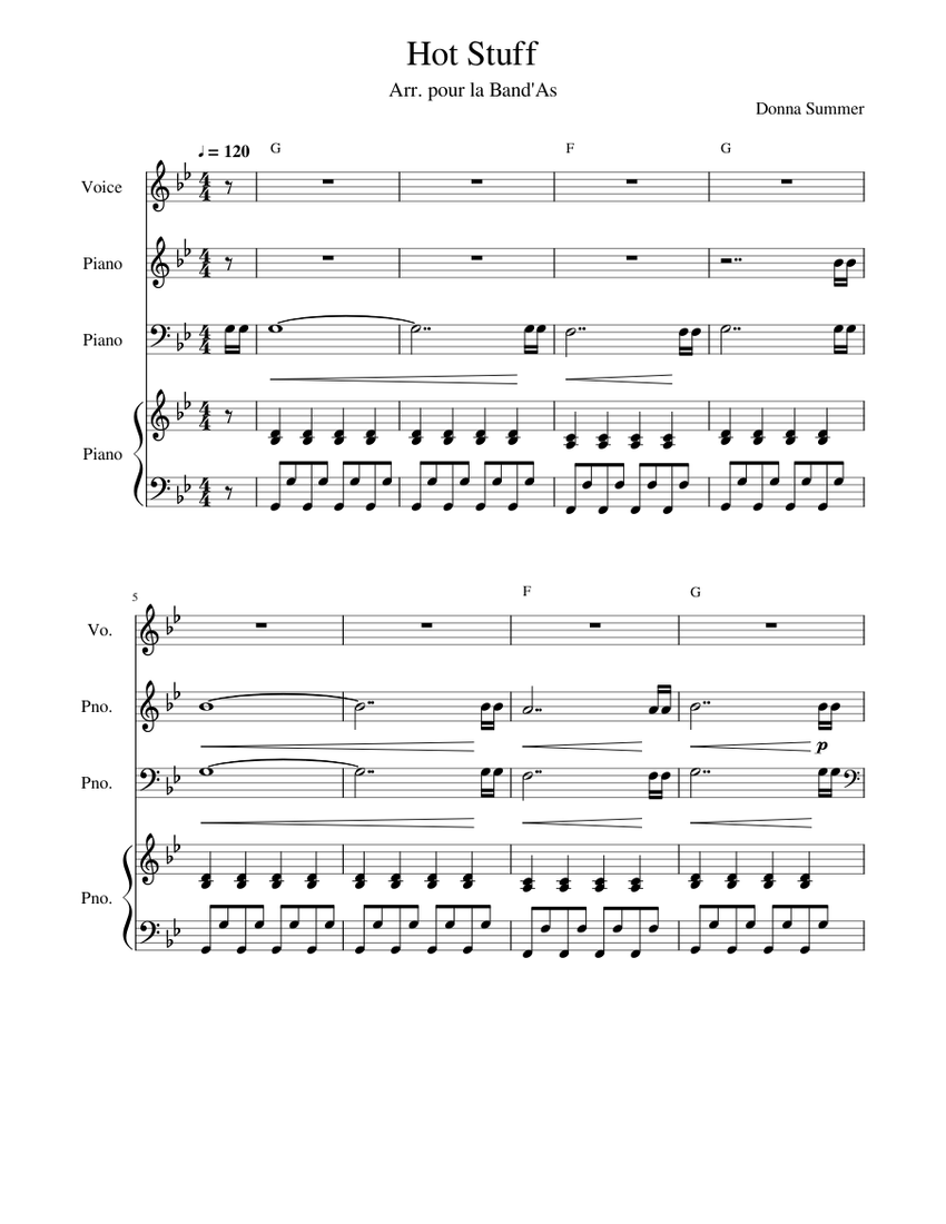 Hot Stuff Sheet Music for Piano, Vocals (Mixed Quartet) | MuseScore.com
