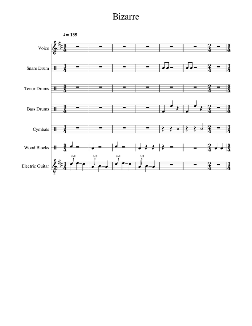 Bizarre Sheet music for Vocals, Snare drum, Crash, Guitar & more ...