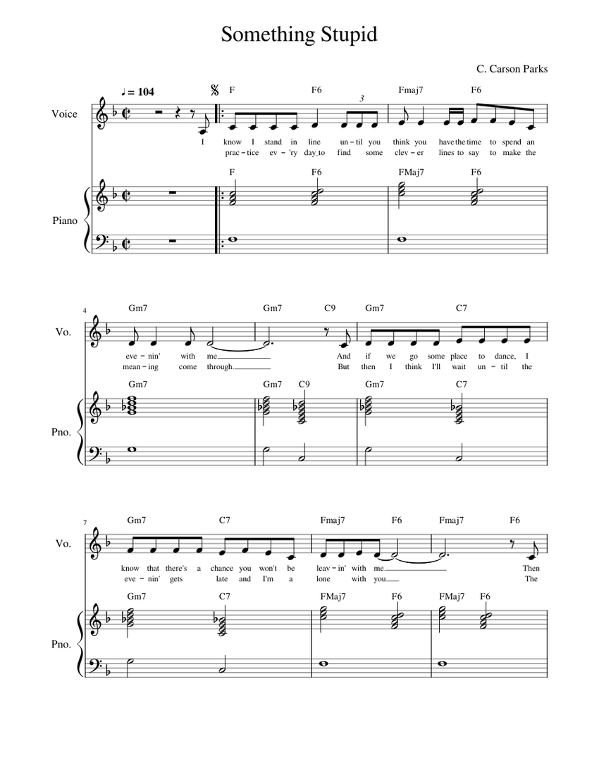 Something_Stupid_full_V1.0 Sheet music for Piano, Vocals (Piano-Voice ...