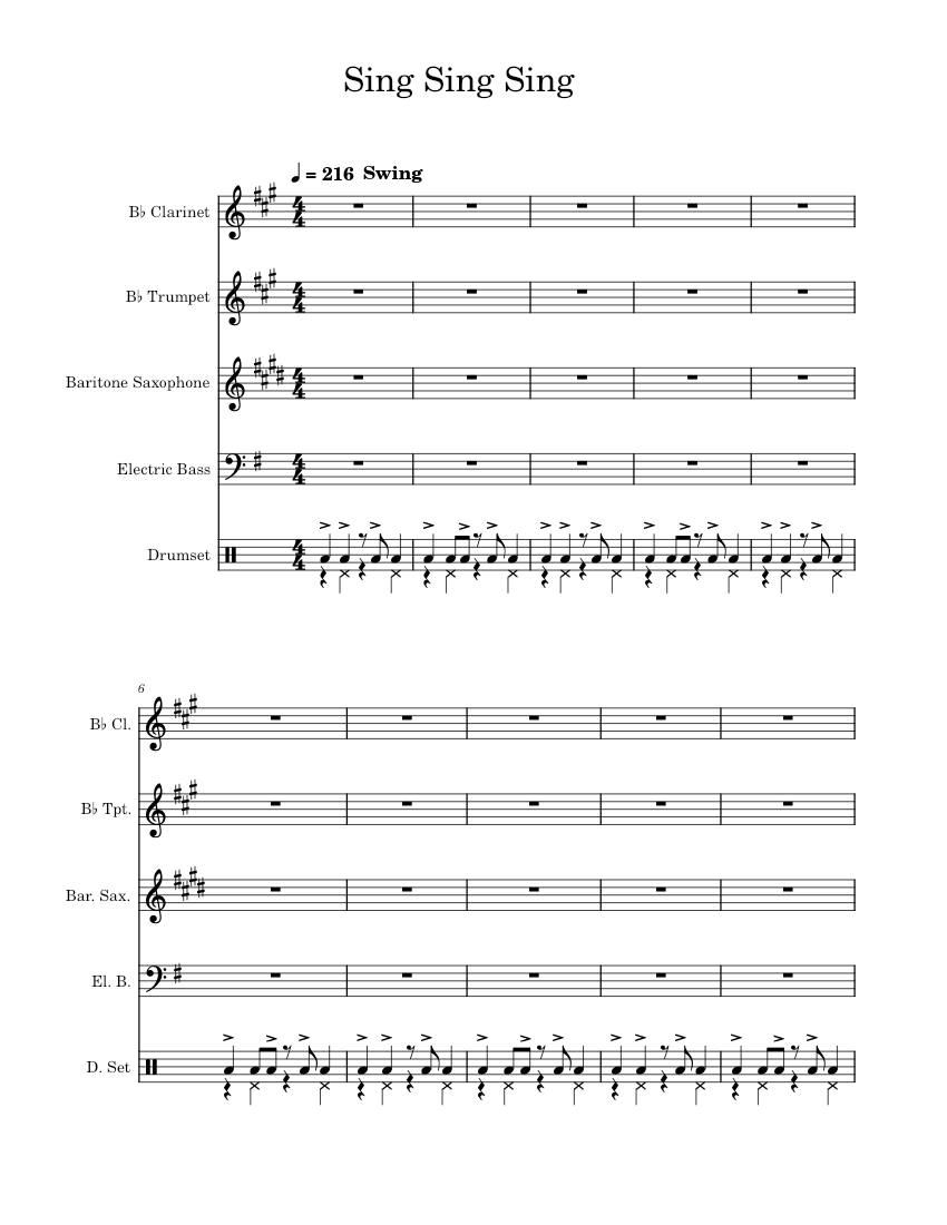 Sing sing sing – Louis Prima Sheet music for Clarinet in b-flat ...