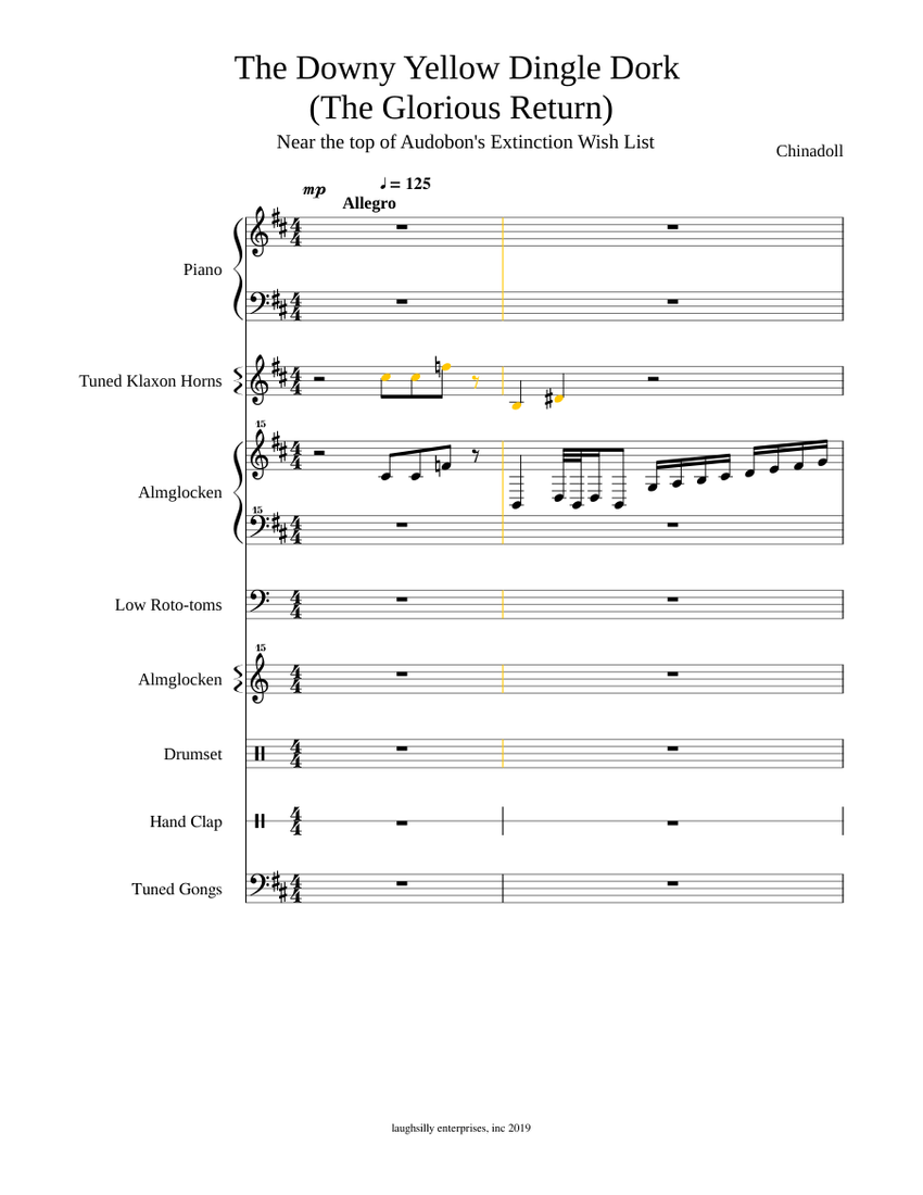 The Downy Yellow Dingle Dork (The Glorious Return) Sheet music for ...