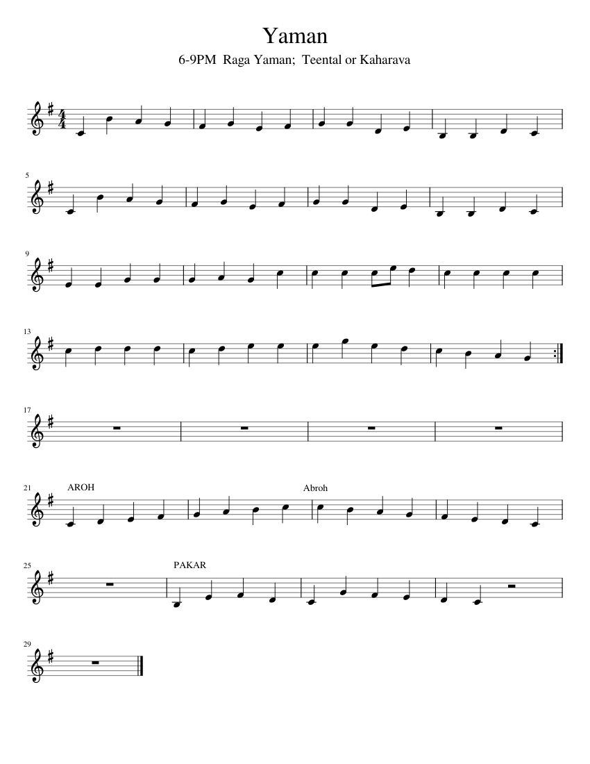 Yaman Sheet music for Piano (Solo) | Musescore.com