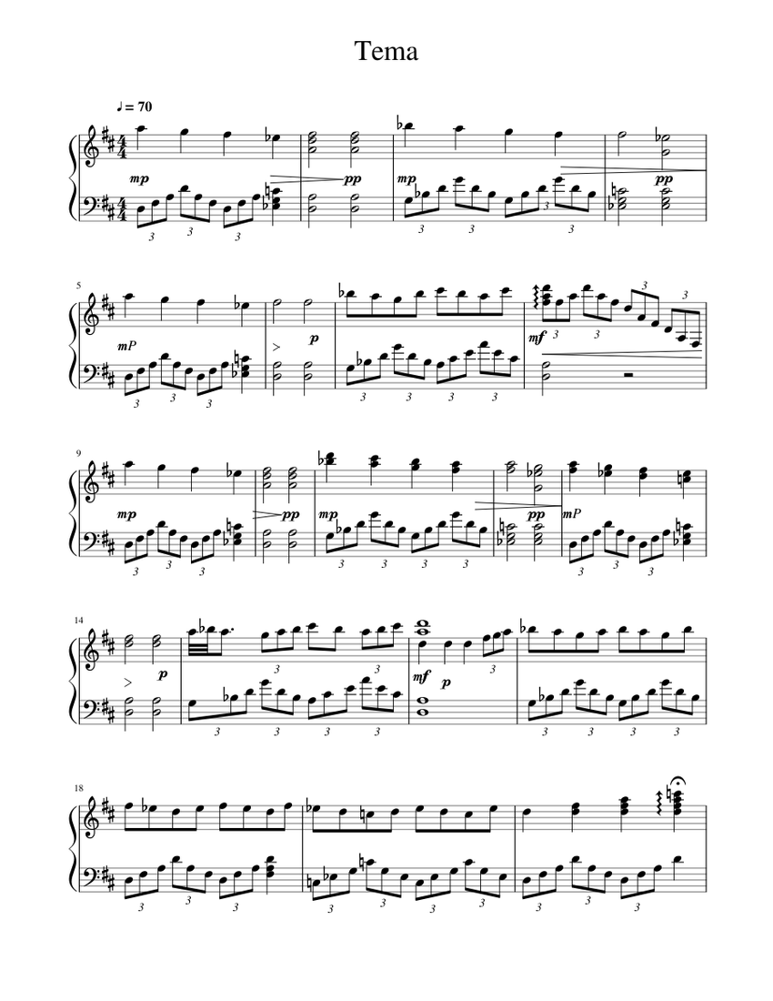 Tema Sheet music for Piano (Solo) | Musescore.com