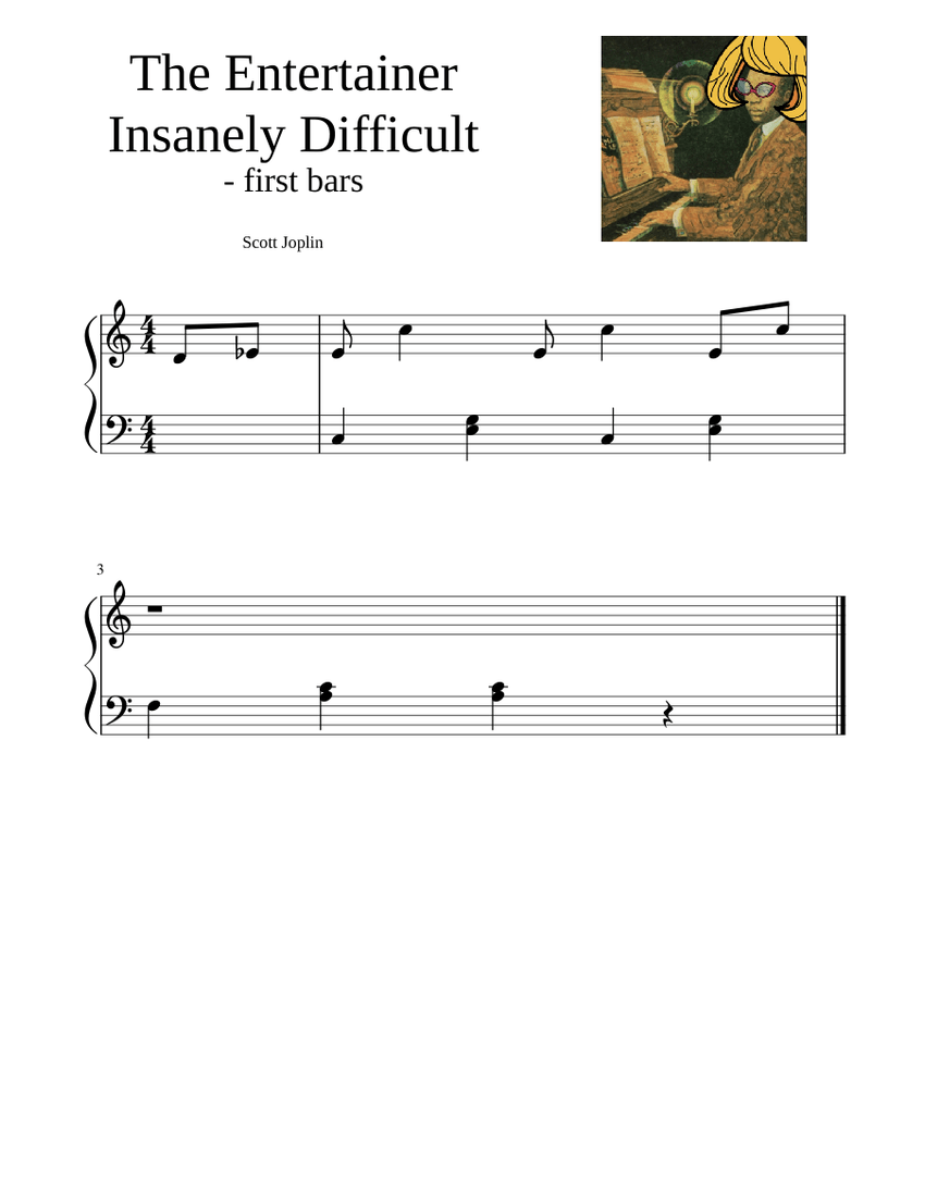 The Entertainer Insanely Difficult - first bars Sheet music for Piano ...