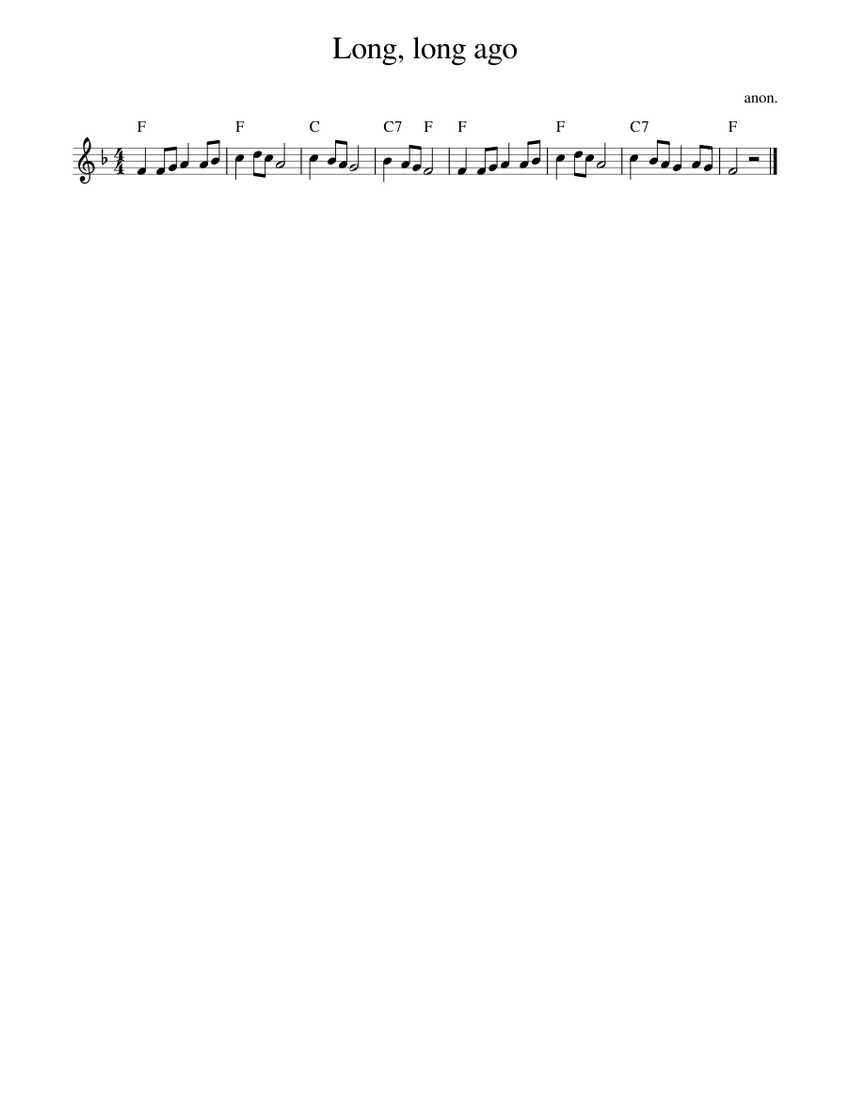 Long, long ago Sheet music for Piano (Solo) | Musescore.com