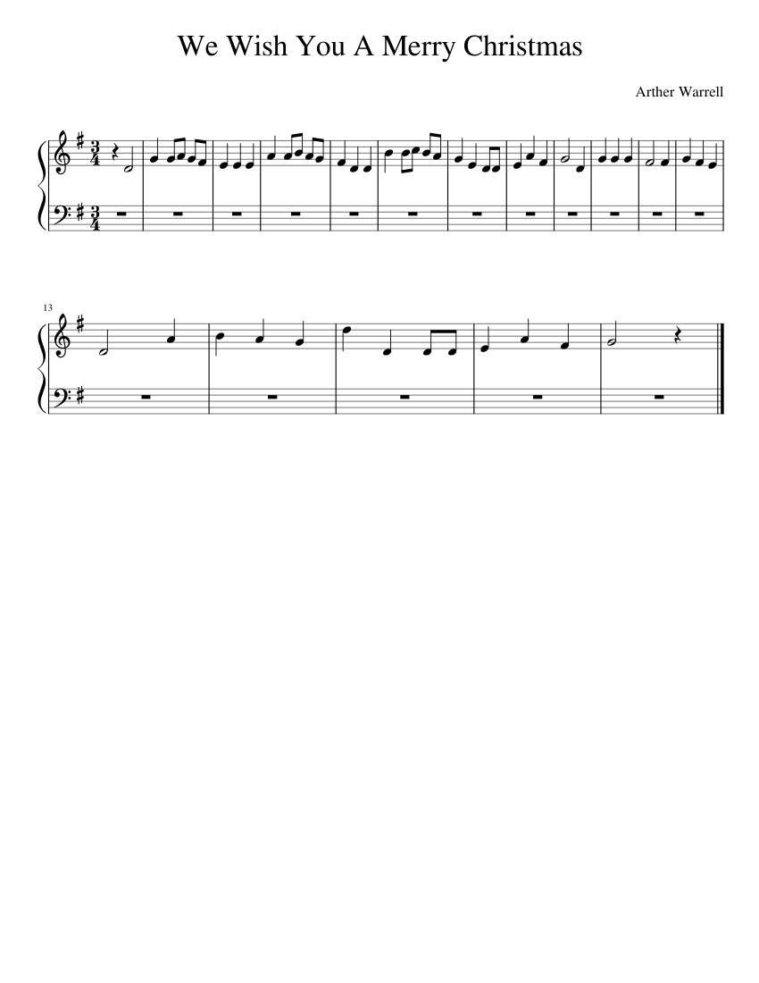 We Wish You a Merry Christmas Sheet music for Piano (Solo) Easy ...