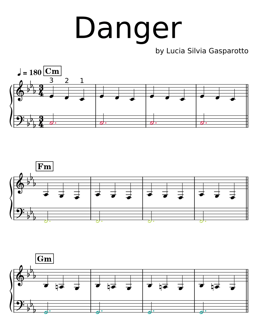 Danger - Lucia Gasparotto Sheet music for Piano (Solo) | Musescore.com