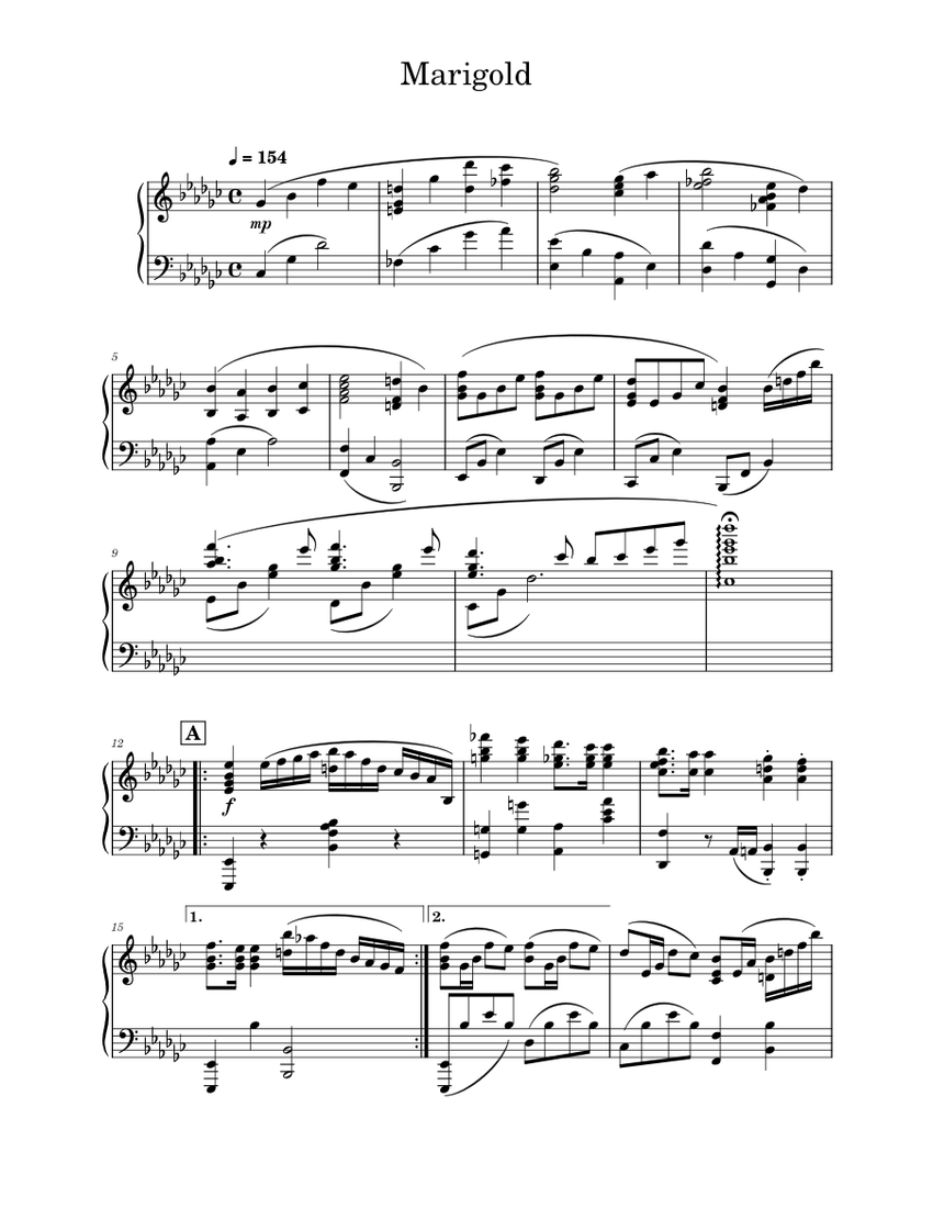 Marigold – M2U (Arrangement - 朝香智子) Sheet music for Piano (Solo ...