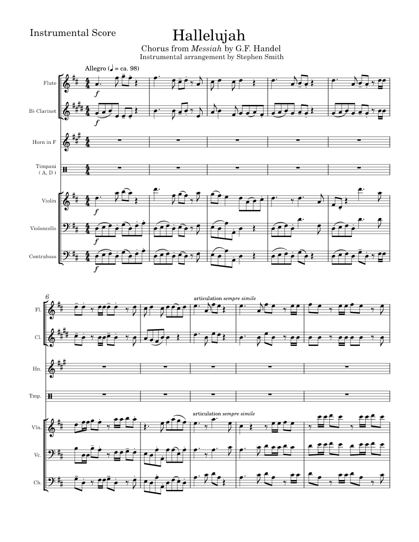 Hallelujah Chorus – George Frideric Handel Sheet Music for Flute ...