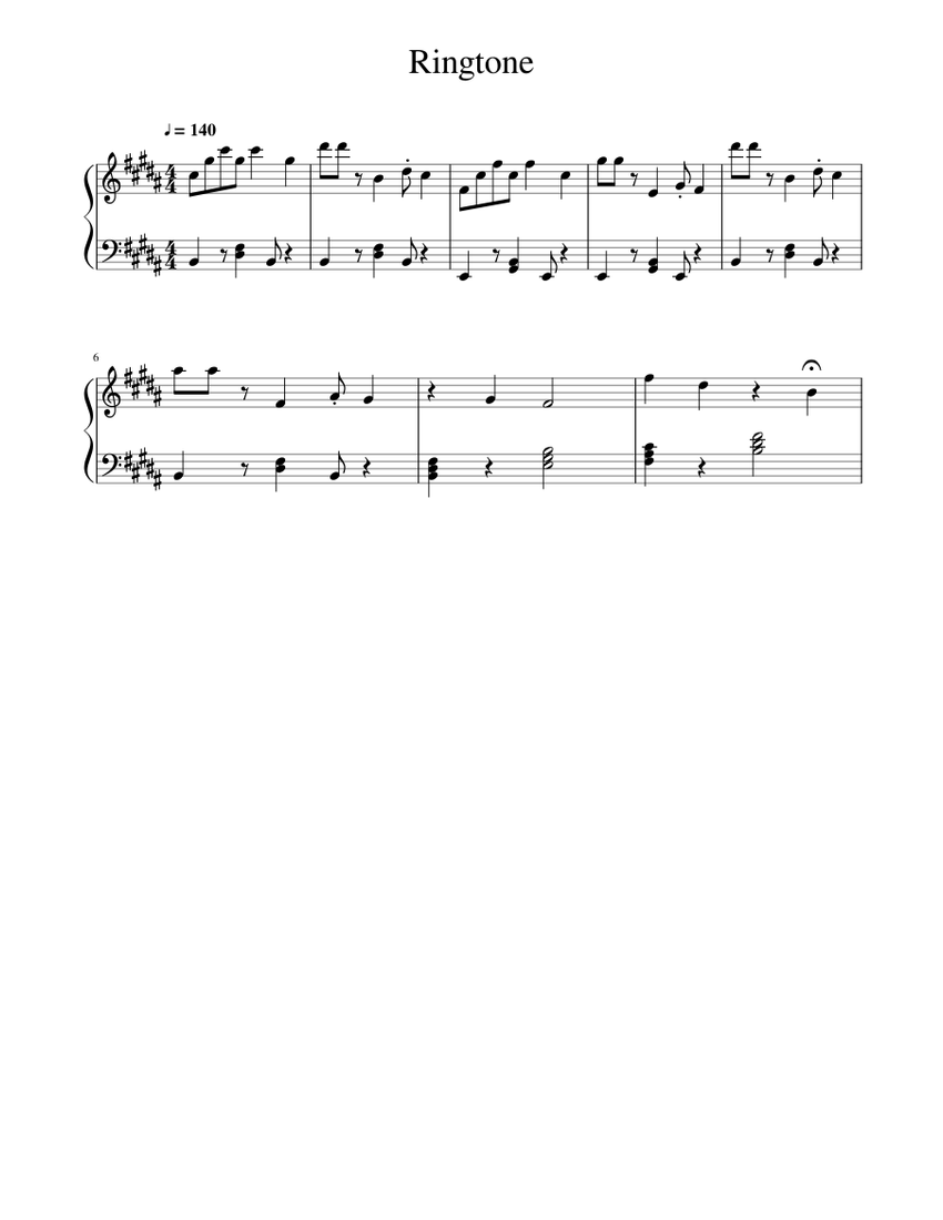 Ringtone Sheet music for Piano (Solo) | Musescore.com