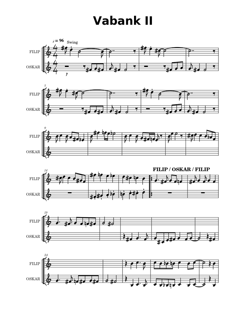 Vabank II Sheet Music for Trumpet in b-flat (Brass Duet) | MuseScore.com