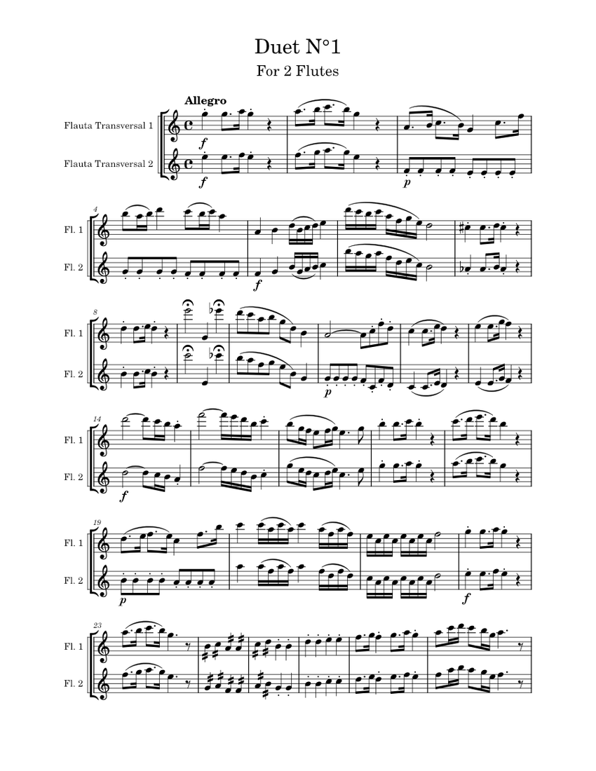 Duet N°1 Sheet music for Flute (Woodwind Duet) | Musescore.com