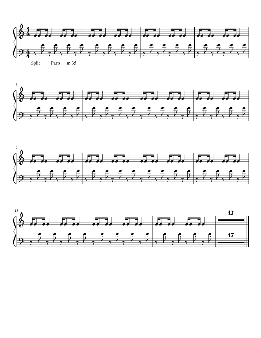 Split Part score Sheet music for Piano (Solo) Easy | Musescore.com