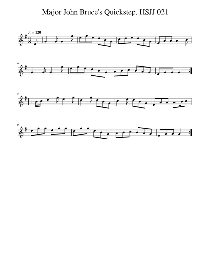 Major John Bruce S Quickstep Hsjj 021 Sheet Music For Piano Solo