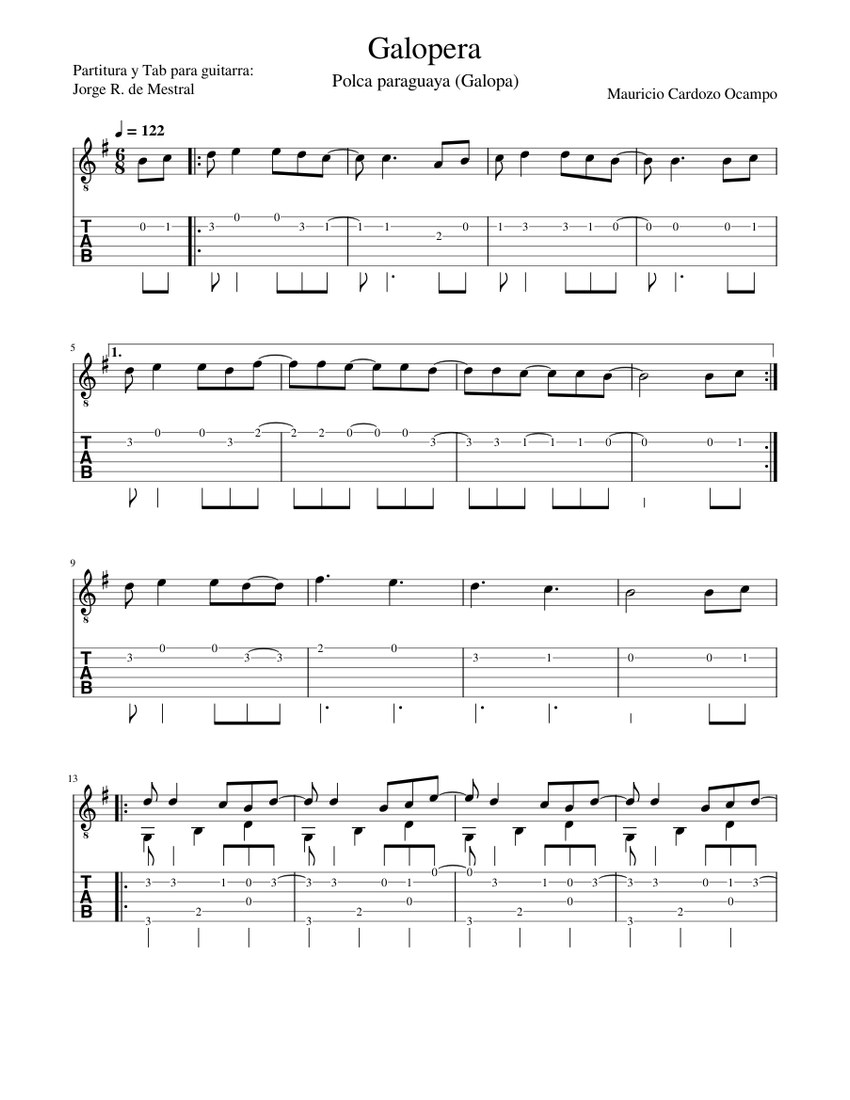 Galopera – Mauricio Cardozo Ocampo Sheet Music and Tab for Guitar ...