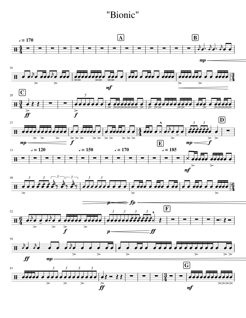 Bionic Sheet music for Snare drum (Solo) | Musescore.com