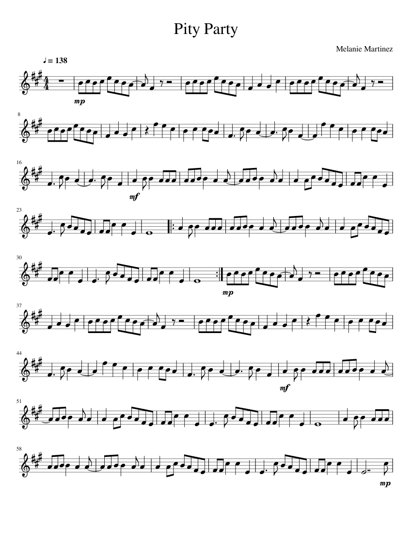 Pity Party Melanie Martinez Sheet music for Violin (Solo) | Musescore.com