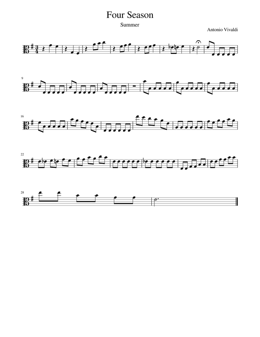 Summer Sheet music for Viola (Solo) | Musescore.com