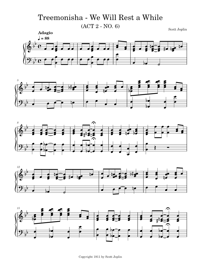 Treemonisha - We Will Rest a While (ACT 1 - NO. 6) by Scott Joplin ...