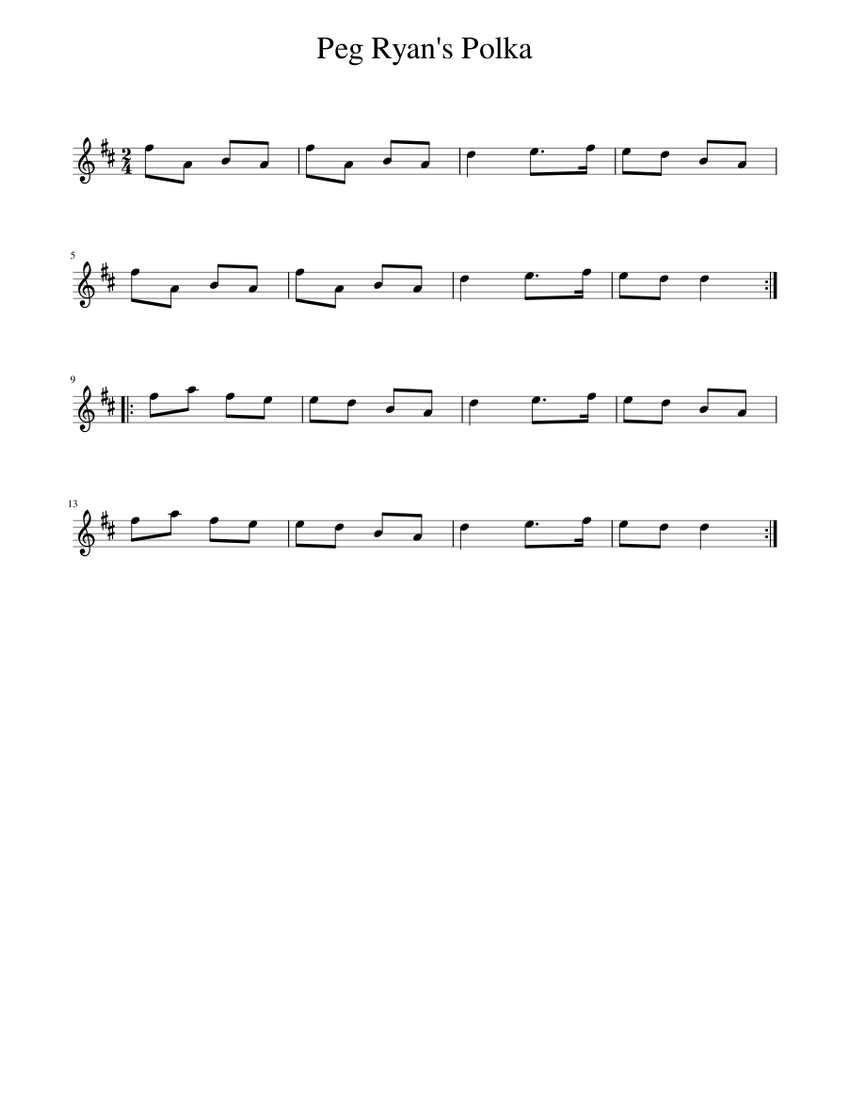 Peg Ryan's Polka Sheet music for Piano (Solo) Easy | Musescore.com