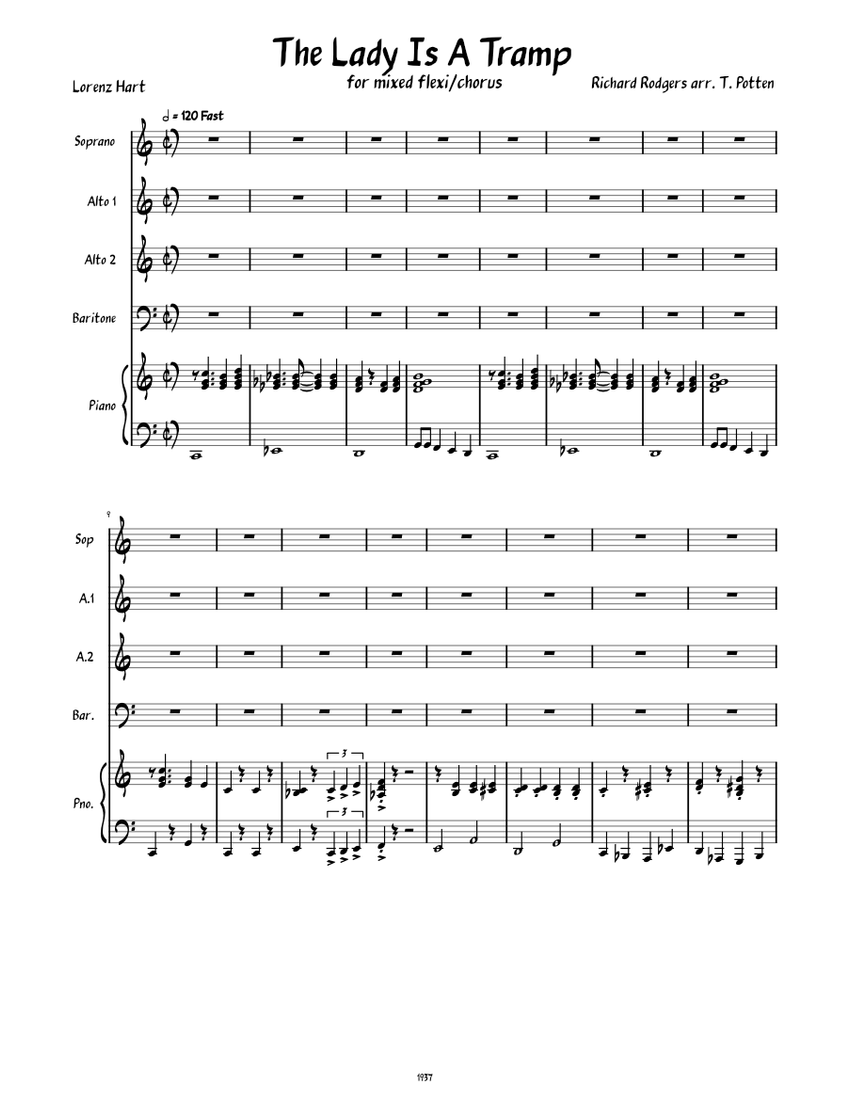 The Lady Is A Tramp – Richard Rodgers Sheet Music with Chords for Piano ...