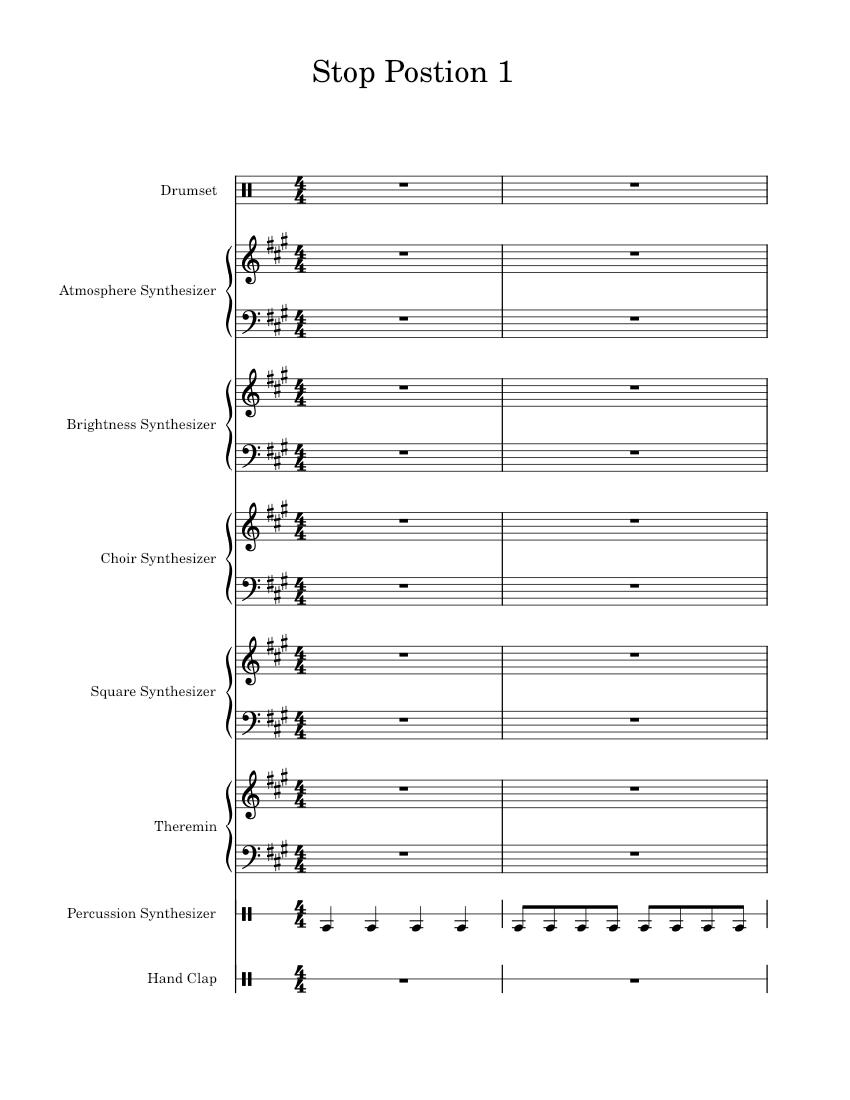 Stop Postion I Sheet music for Drum group, Tom tom, Synthesizer, Hand ...