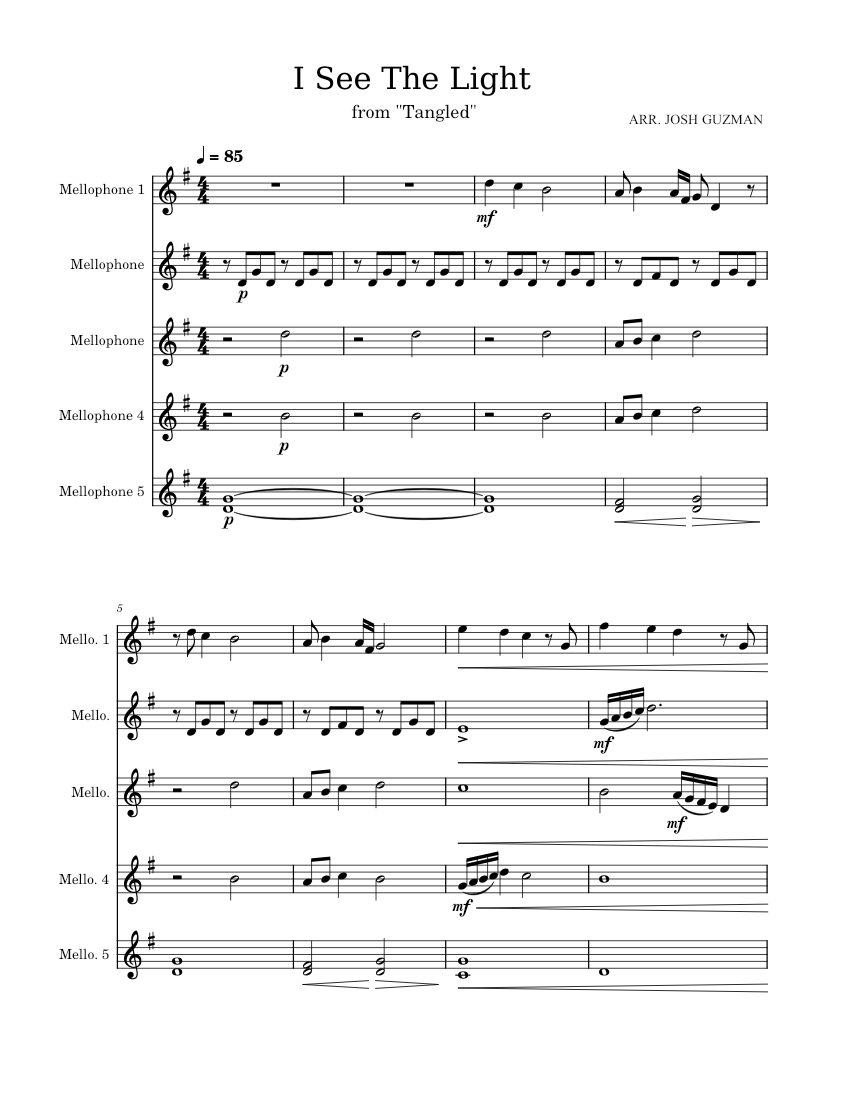 I See The Light (from Tangled) for Mellophone/Horn Choir Sheet Music ...