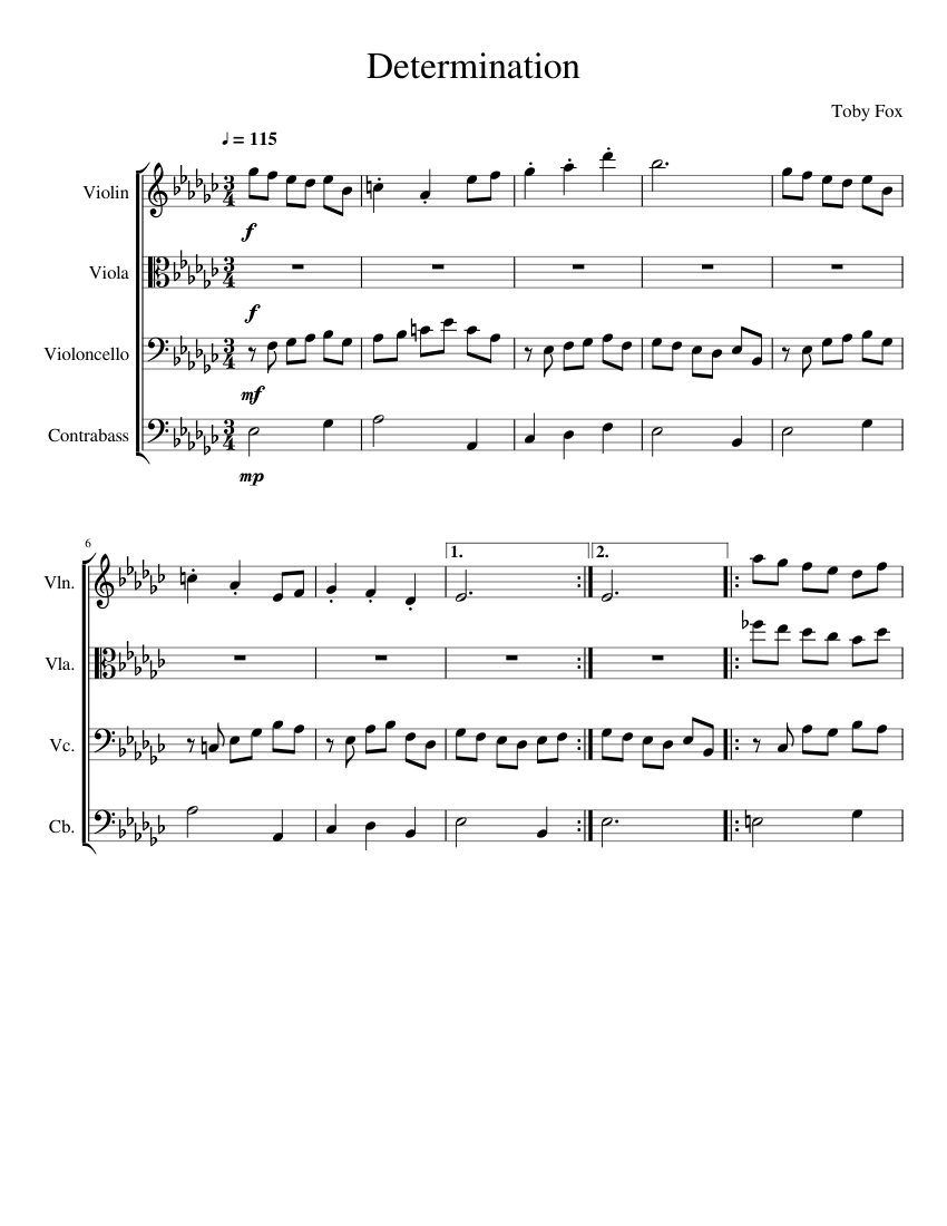 Determination (The reupload) Sheet music for Contrabass, Violin, Viola ...