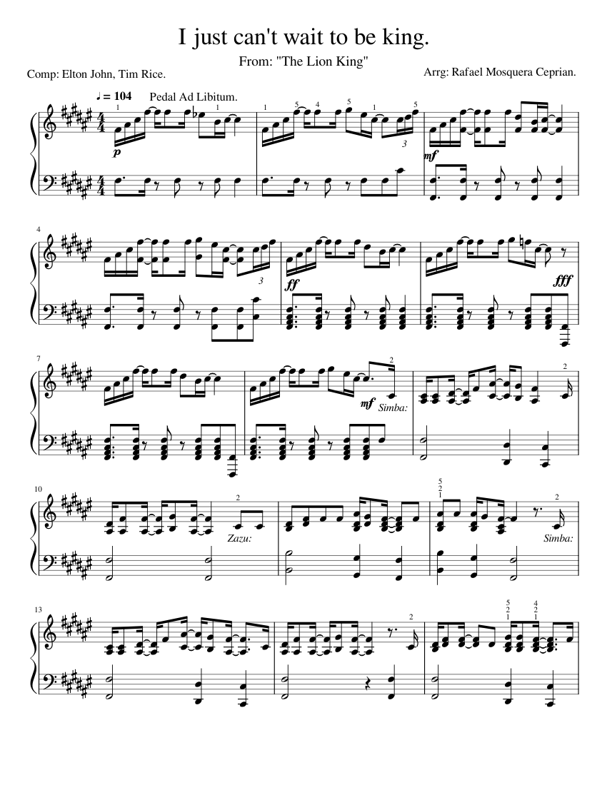 I just can't wait to be king Sheet Music for Piano (Solo) | MuseScore.com