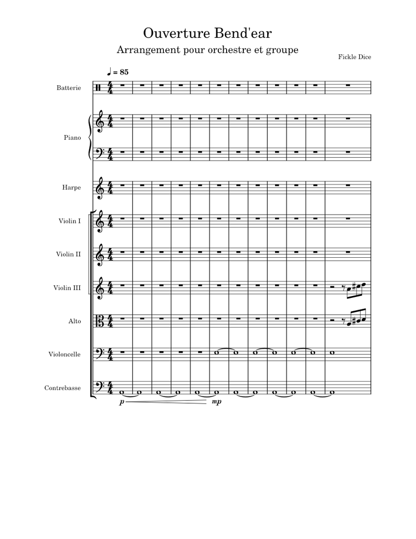 Ouverture Bend'ear by Fickle Dice - piano tutorial