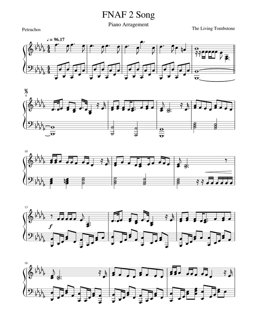 FNAF 2 Song Sheet Music for Piano (Solo) | MuseScore.com