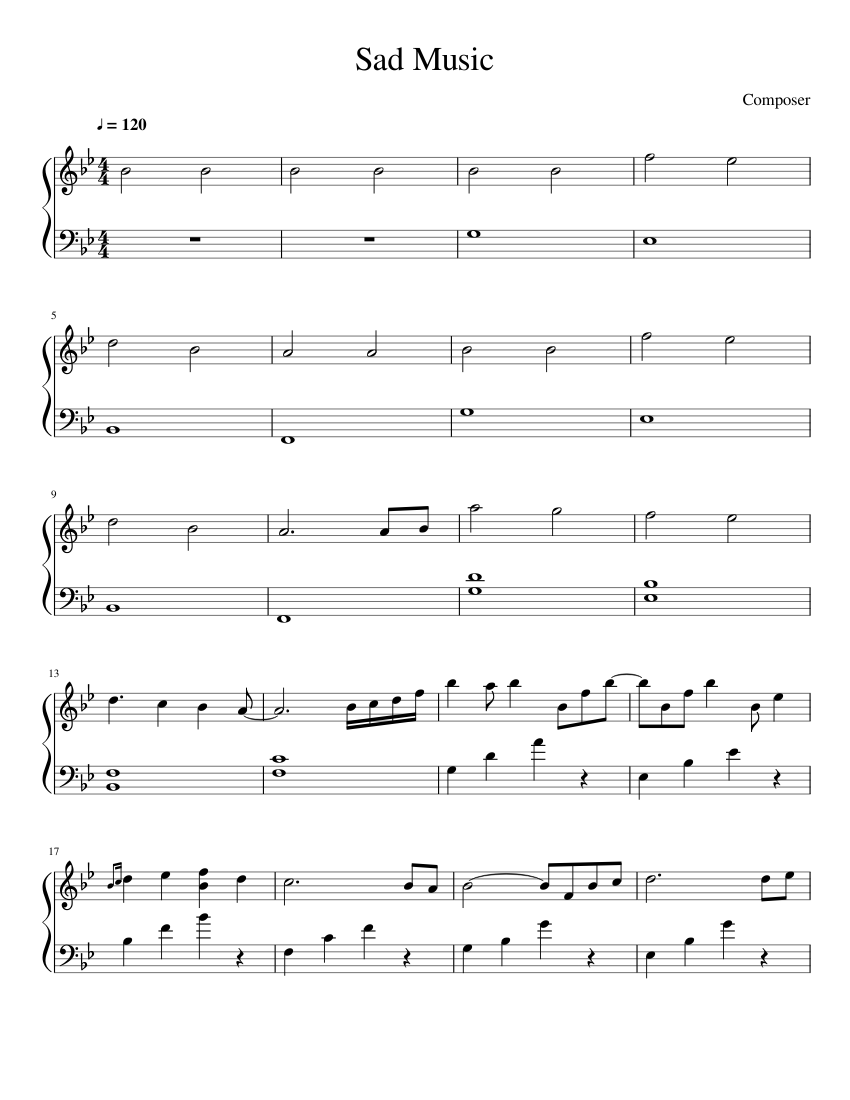 Sad Piano Music Sheet Music for Piano (Solo) | MuseScore.com