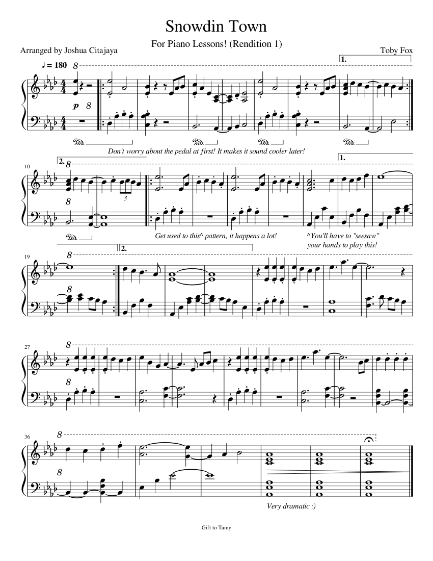 Snowdin_Town(1) Sheet music for Piano (Solo) Easy | Musescore.com
