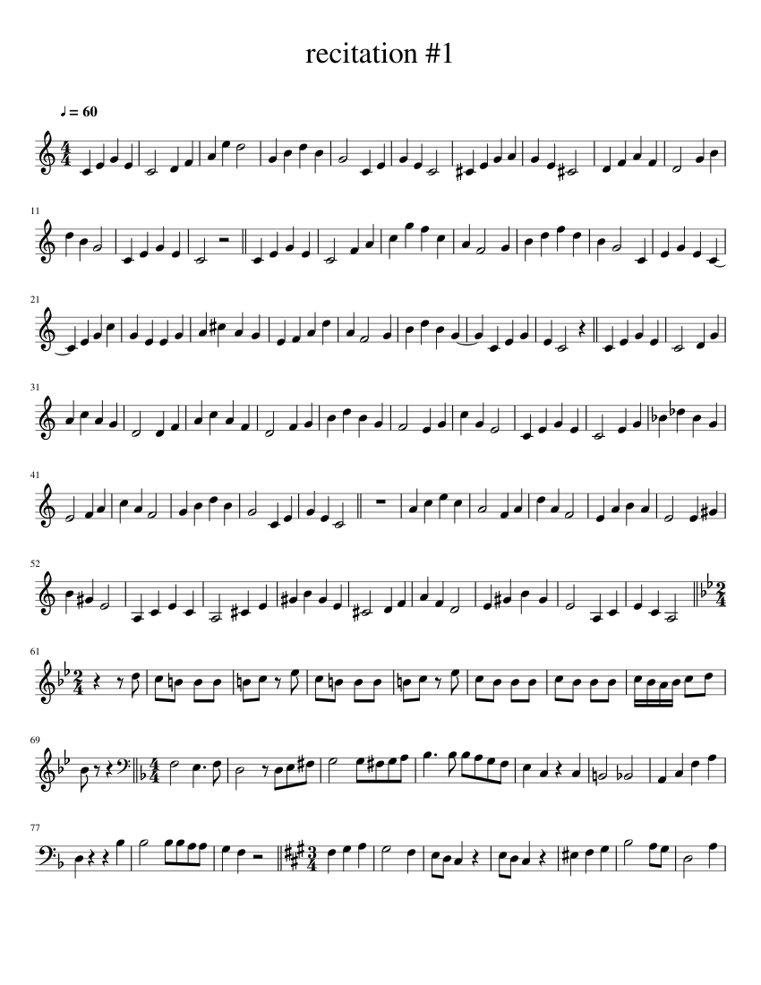 recitation #1 Sheet music for Piano (Solo) Easy | Musescore.com