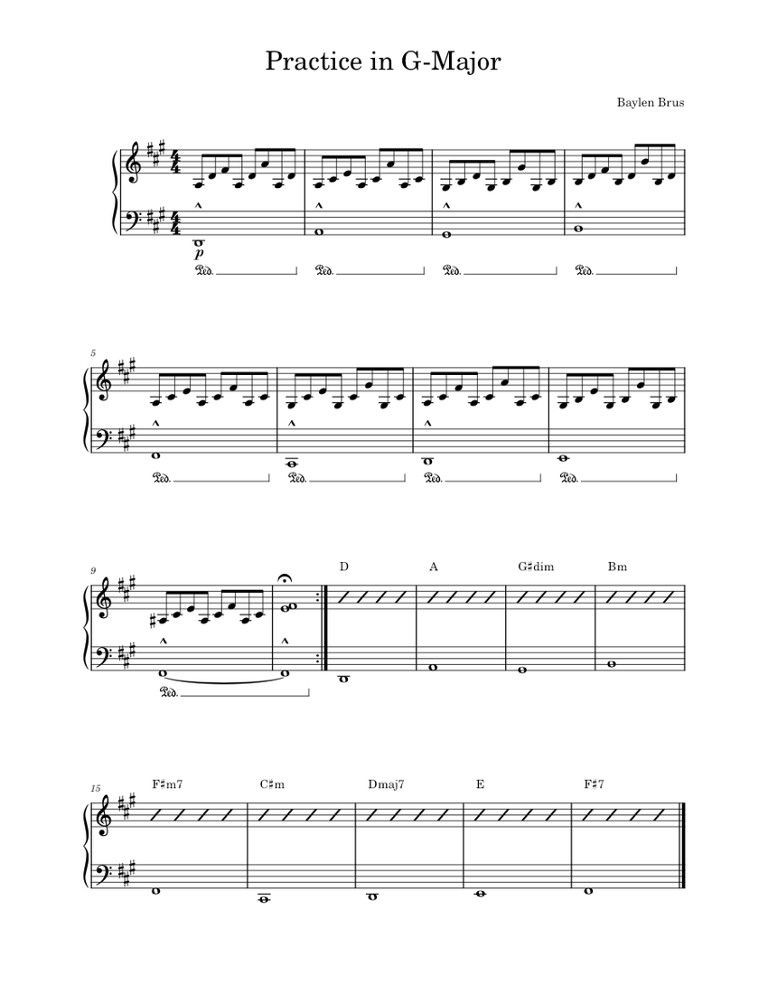 Practice in G-Major Sheet music for Piano (Solo) Easy | Musescore.com