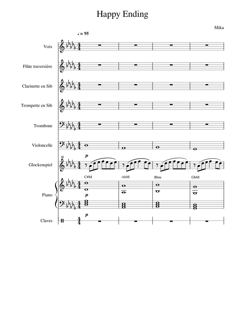 Happy Ending - MIKA Sheet music for Piano, Trombone, Vocals, Flute ...
