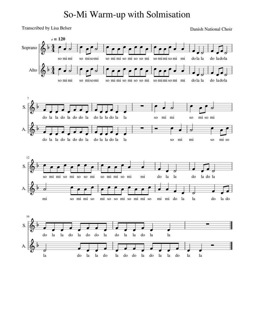 Choir Warm-ups with Solmisation So Mi Sheet Music for Soprano, Alto ...