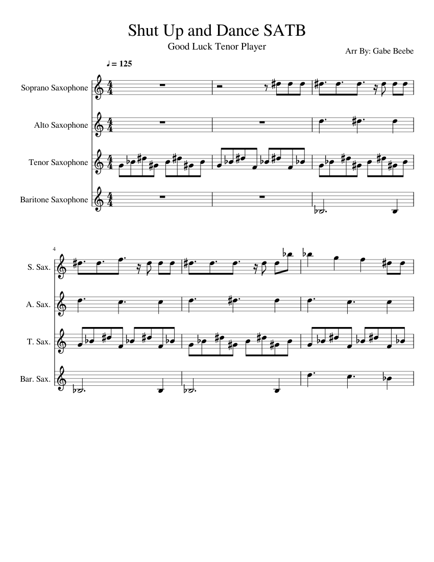1617561 Shut Up and Dance SATB Sheet music for Saxophone alto ...
