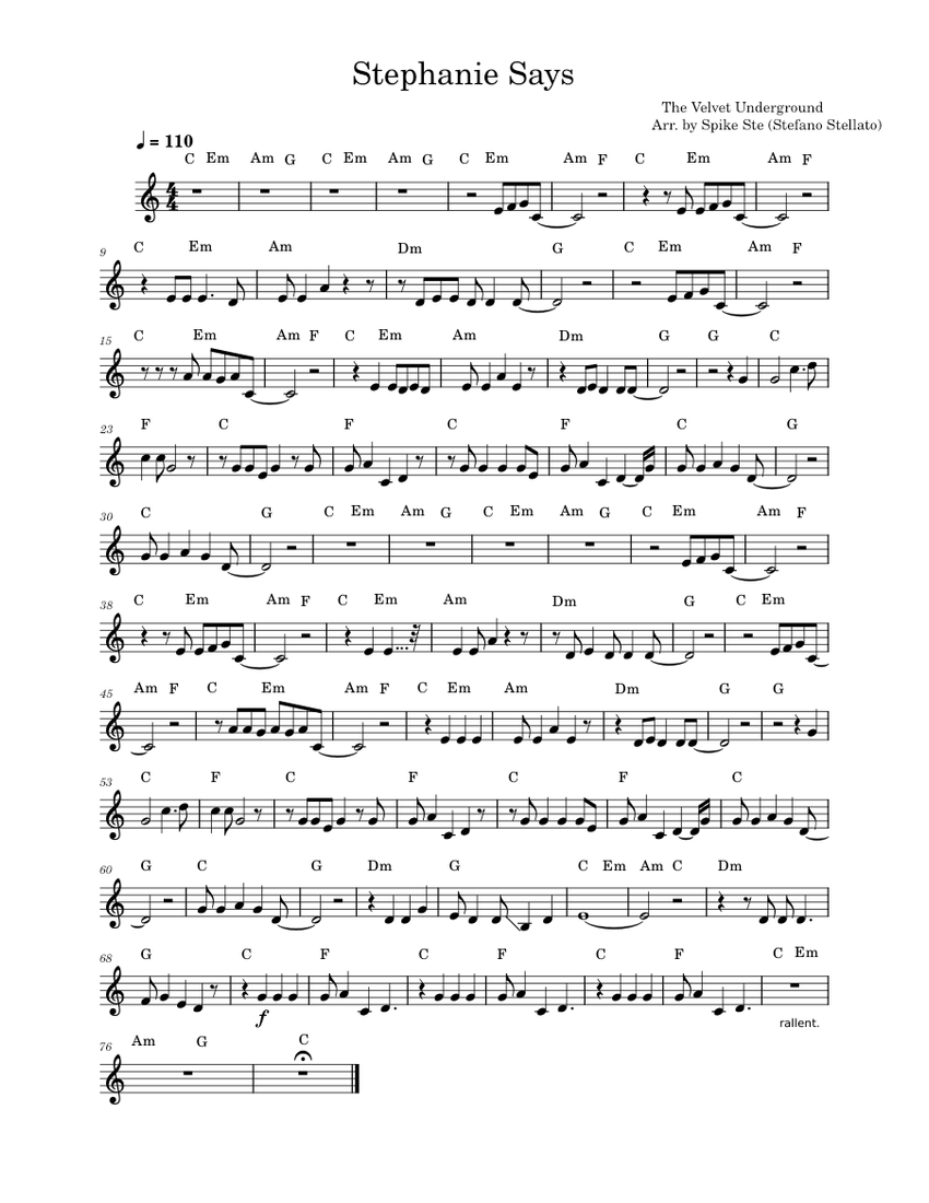 Stephanie says – The Velvet Underground Sheet music for Violin (Solo ...