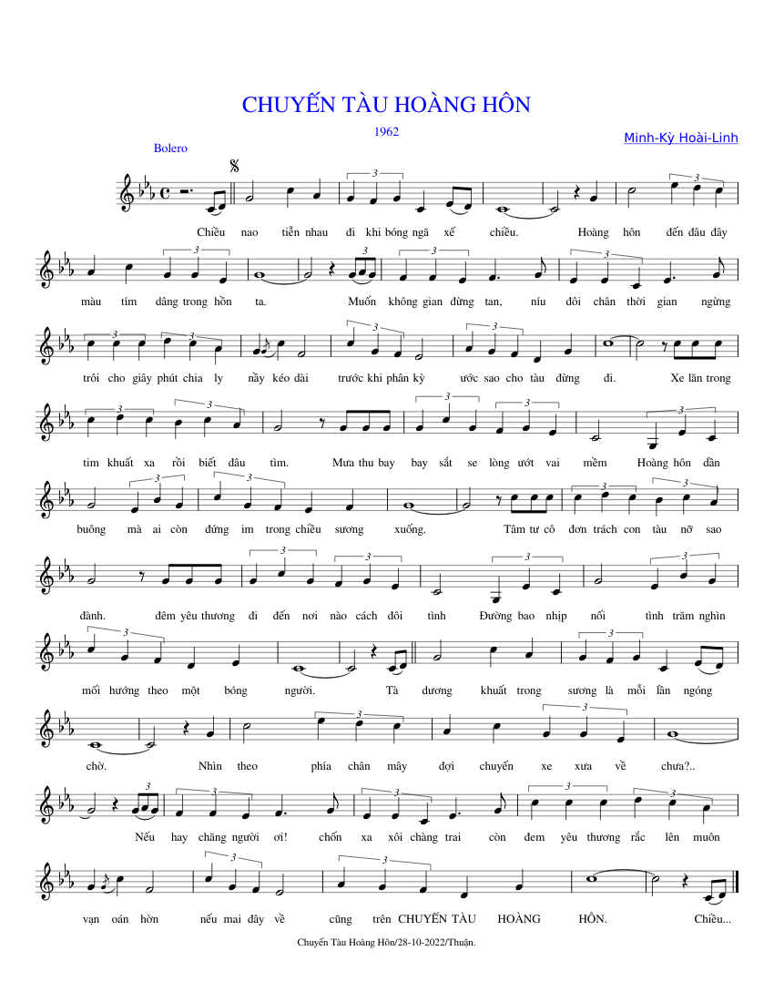 CHUYẾN_TÀU_HOÀNG_HÔN Sheet music for Piano (Solo) Easy | Musescore.com