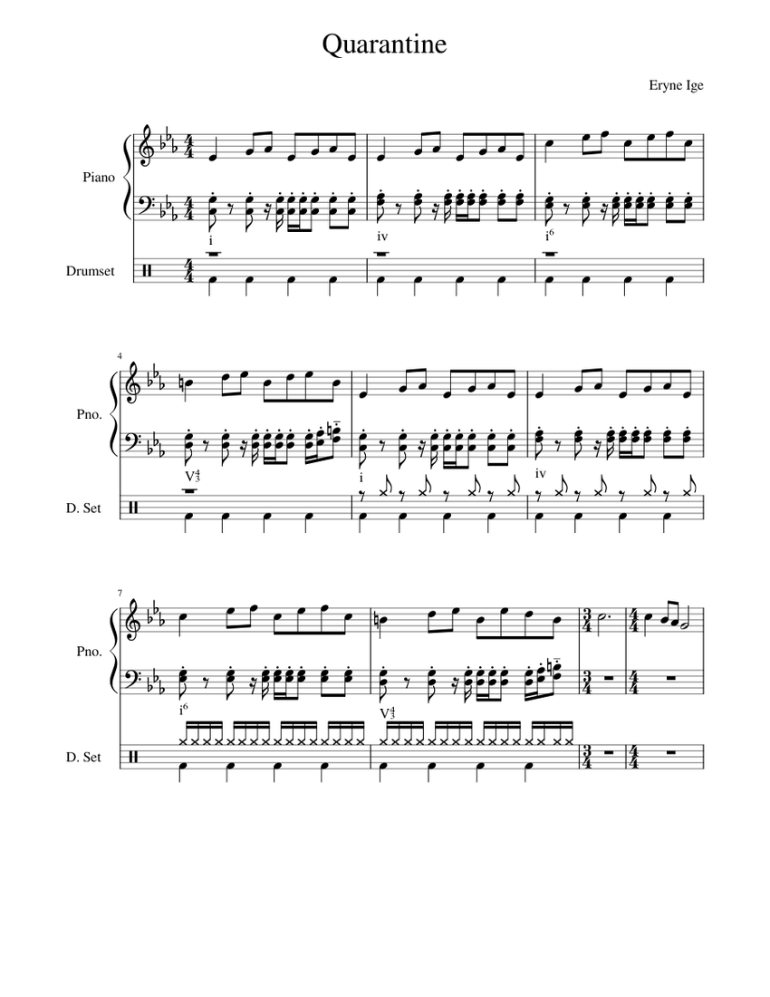 Quarantine Sheet music for Piano, Drum group (Mixed Duet) | Musescore.com