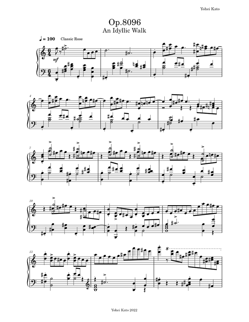 Op.8096 An Idyllic Walk Sheet music for Piano (Solo) | Musescore.com