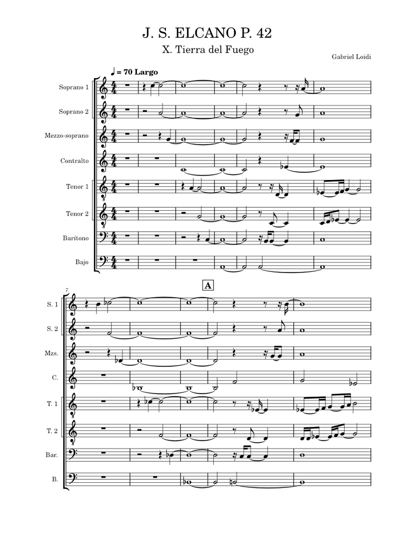 J. S. ELCANO P. 42 X Tierra del Fuego Sheet music for Soprano, Alto ...