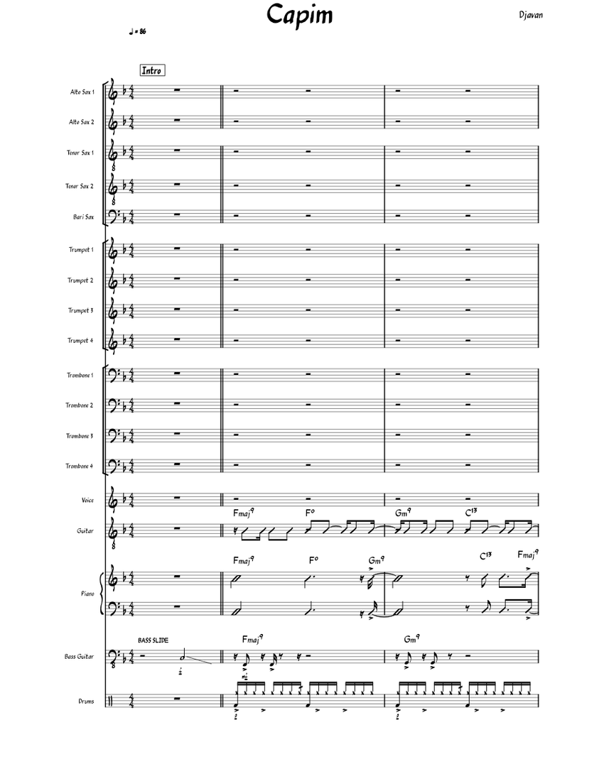 CAPIM – Djavan Sheet music for Piano, Trombone, Vocals, Saxophone alto ...
