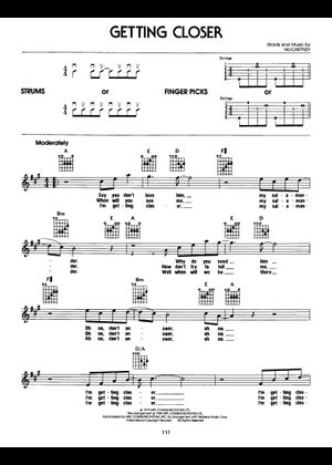 Play Official version of Getting closer Sheet Music by Wings for Vocals ...